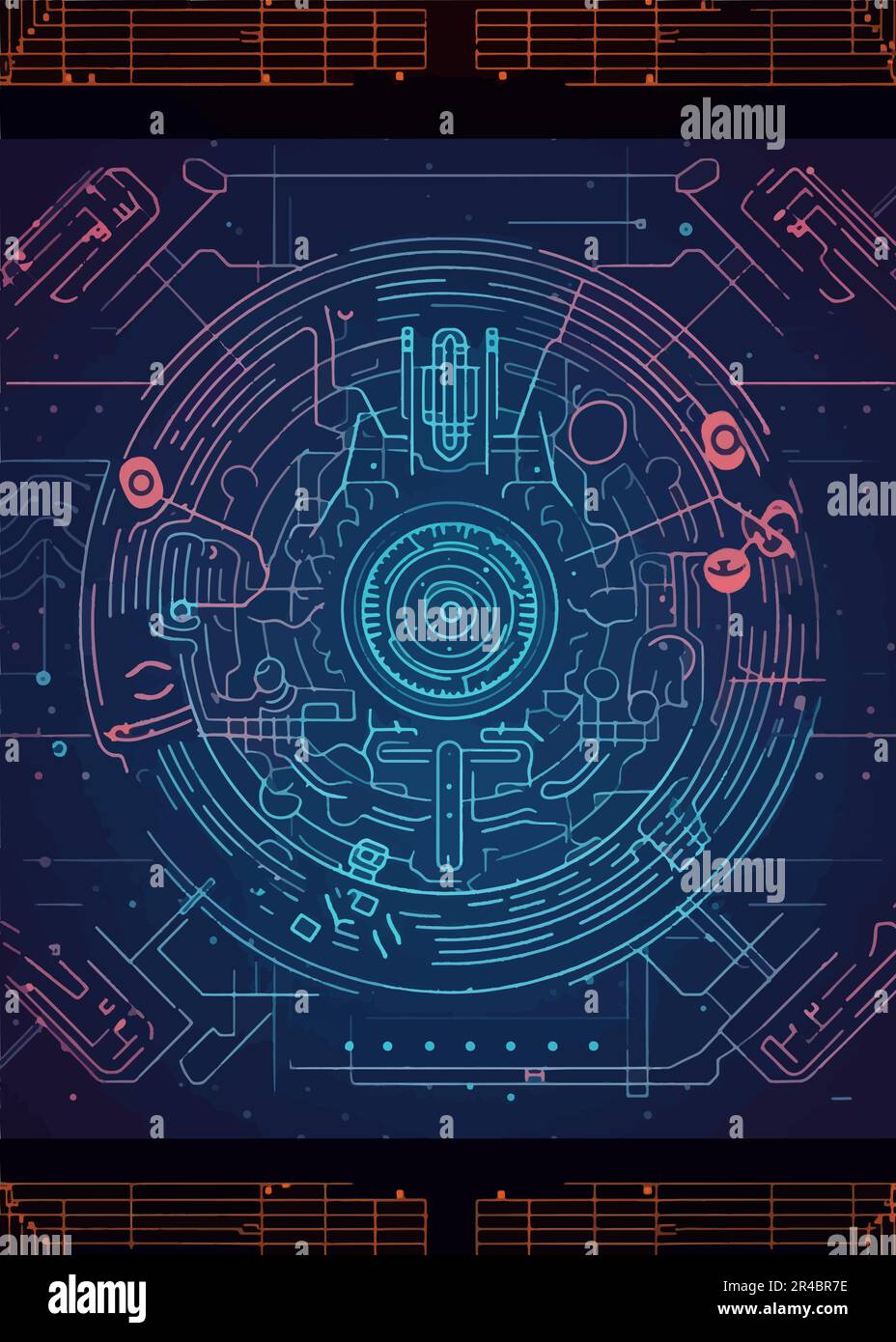 Illuminated Green Abstract Circle of Technology. A vibrant green ...