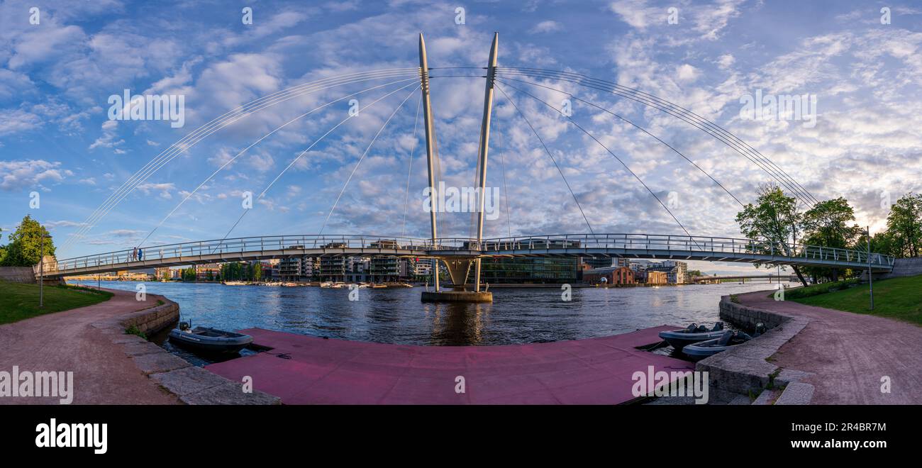 The Ypsilon pedestrian bridge in Norwegian town of Drammen Stock Photo ...