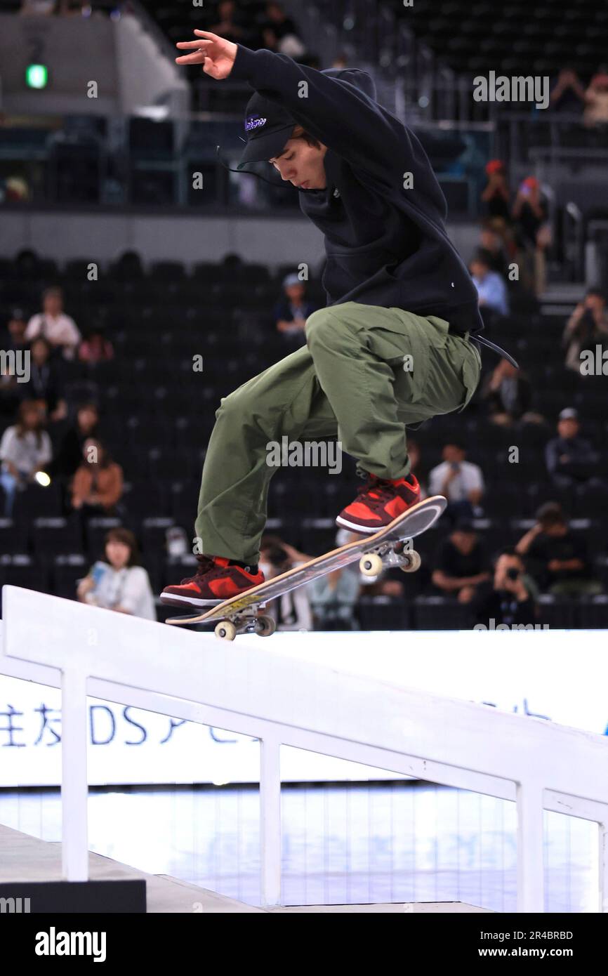 Japanese Yuto Horigome, an Olympic gold medalist in a skateboard event ...