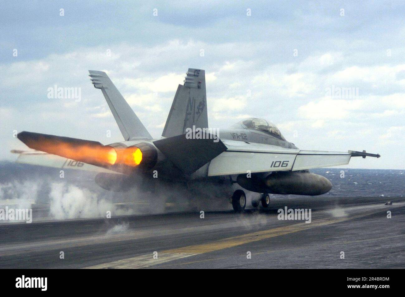 US Navy An F-A-18F Super Hornet, assigned to the Diamondbacks of Strike Fighter Squadron One ...