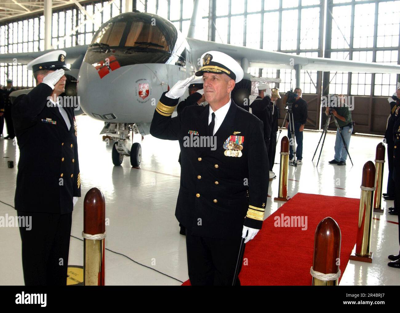 US Navy Rear Adm. David Architzel attends the decommissioning ceremony ...