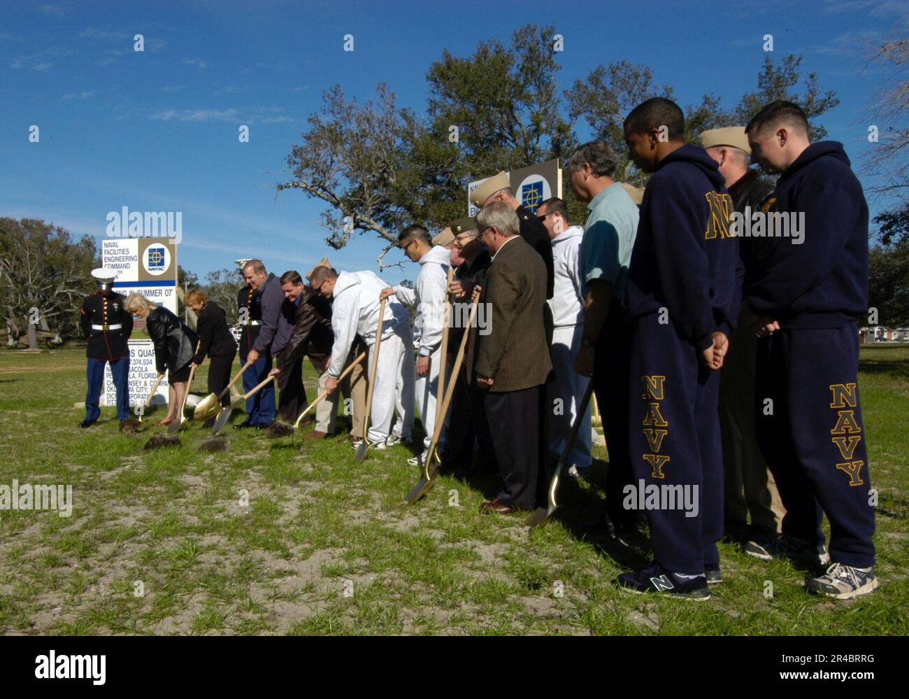 US Navy Personnel assigned to Naval Air Station Pensacola break ground ...