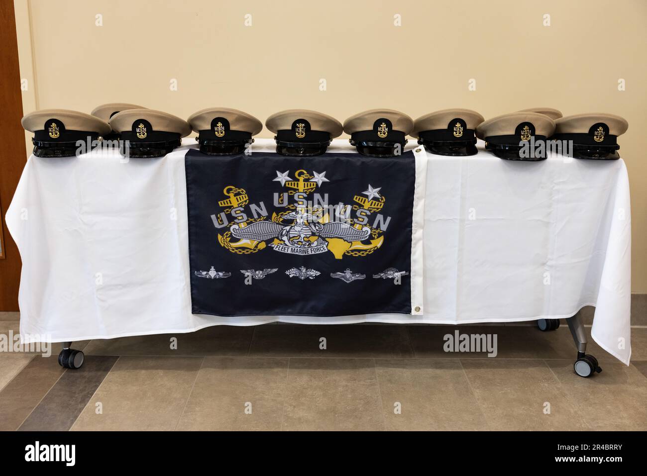 U.S. Navy Chief Petty Officer Khaki Combination Caps are displayed ...
