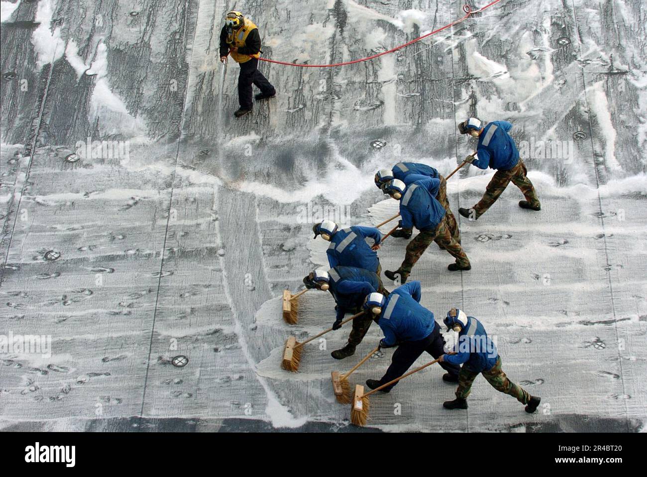 US Navy Sailors assigned to Air Department conduct a Scrub Exercise ...