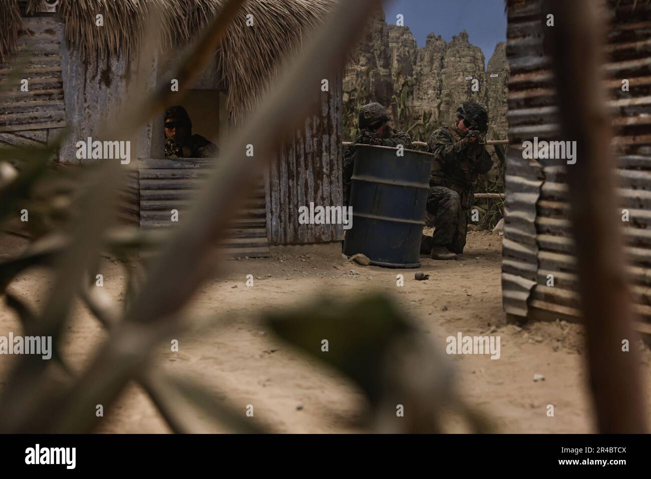 U.S. Marines with India company, 3rd Battalion, 2nd Marines, post ...