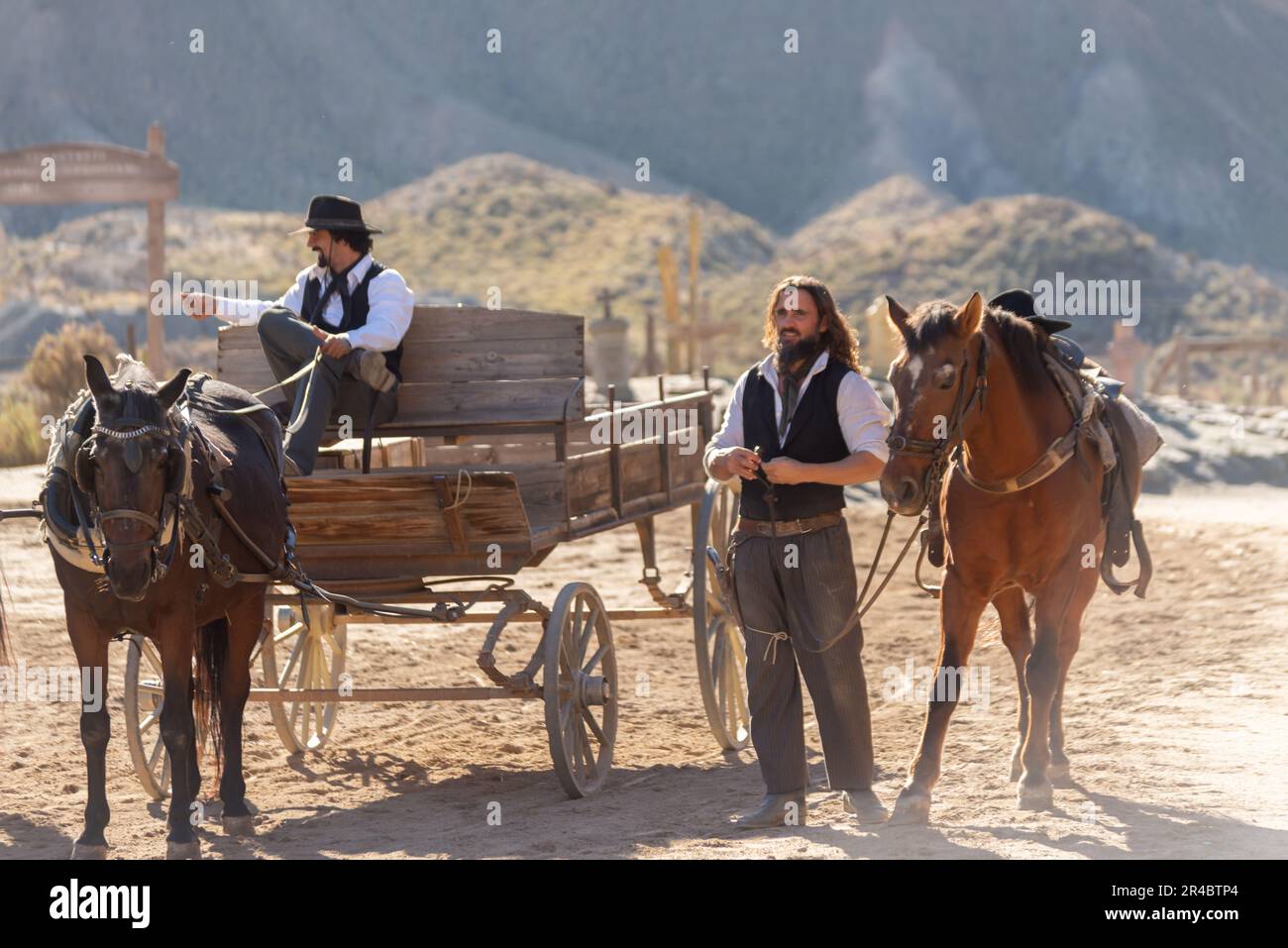 ALMERIA, SPAIN - 17 DECEMBER 2022 Dressed in distinctive Wild West ...