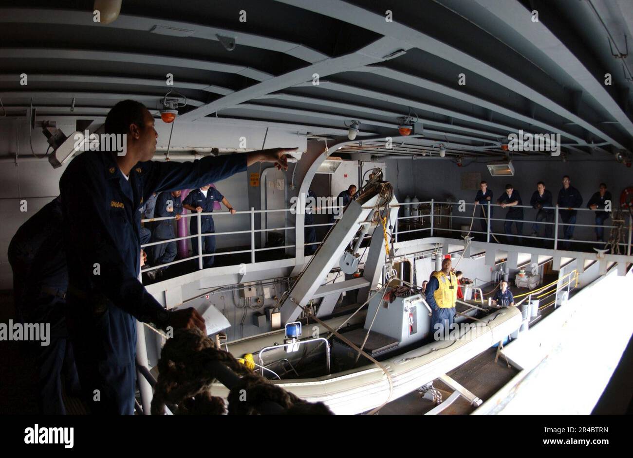 US Navy Chief Boatswain's Mate instructs Deck Department personnel on ...