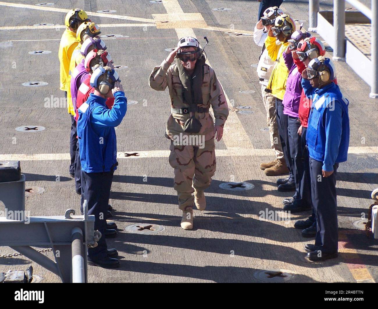 US Navy Chief of Naval Operations, Adm. Mike Mullen salutes as he ...