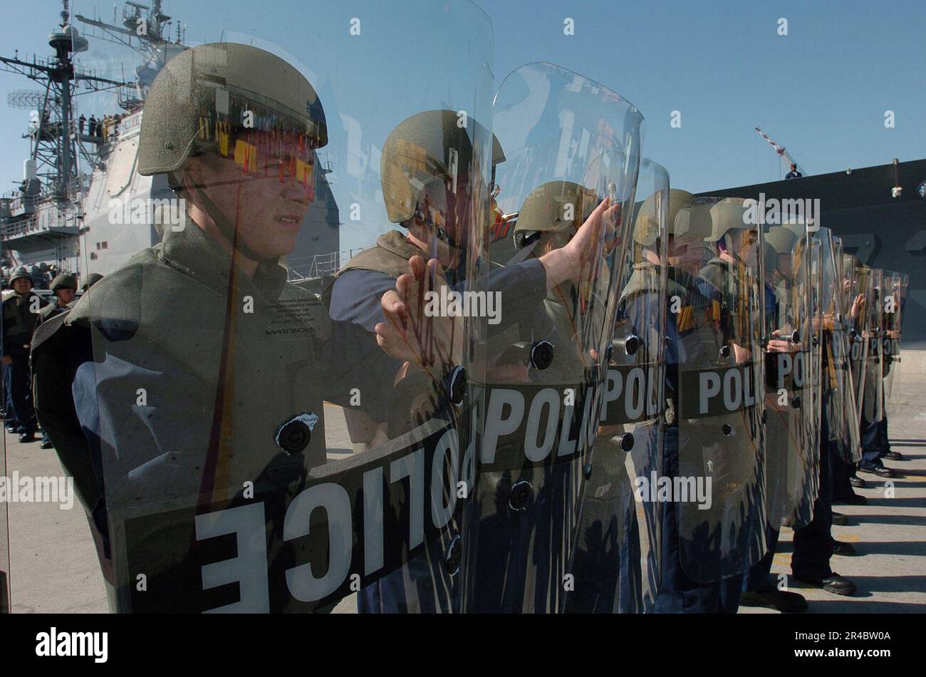 US Navy A riot control team consisting of duty section Sailors assigned ...