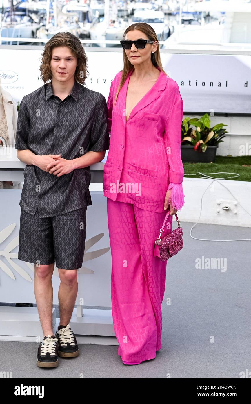 Samuel Kircher, Clotilde Courau 76th Cannes Film Festival Photocall of ...