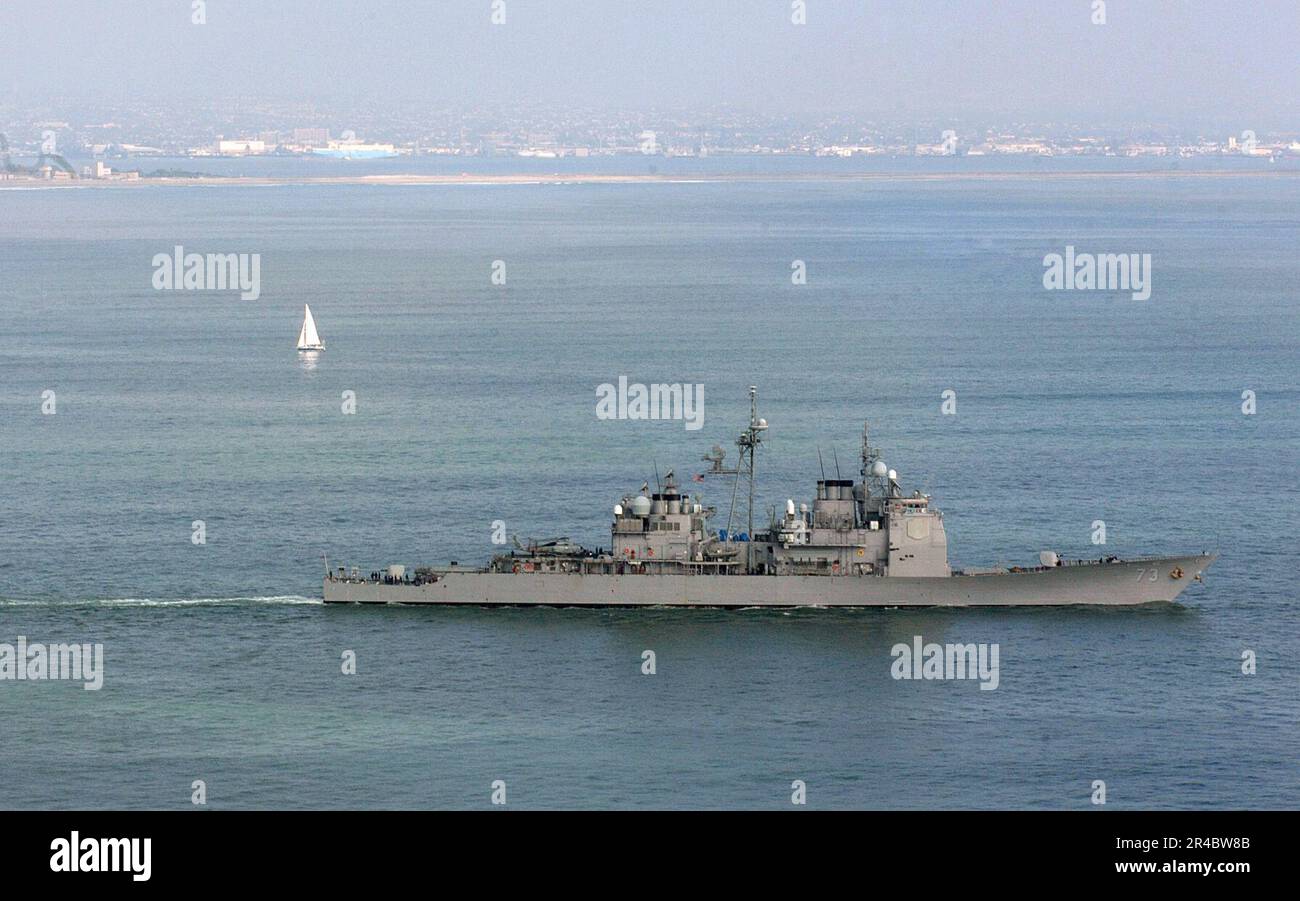 US Navy An aerial view of the guided missile cruiser USS Port Royal (CG ...