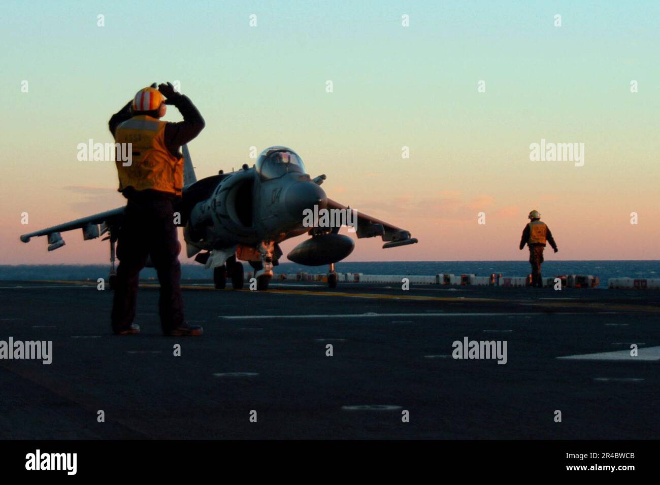 US Navy An AV-8B Harrier prepares for launch from the flight deck of ...