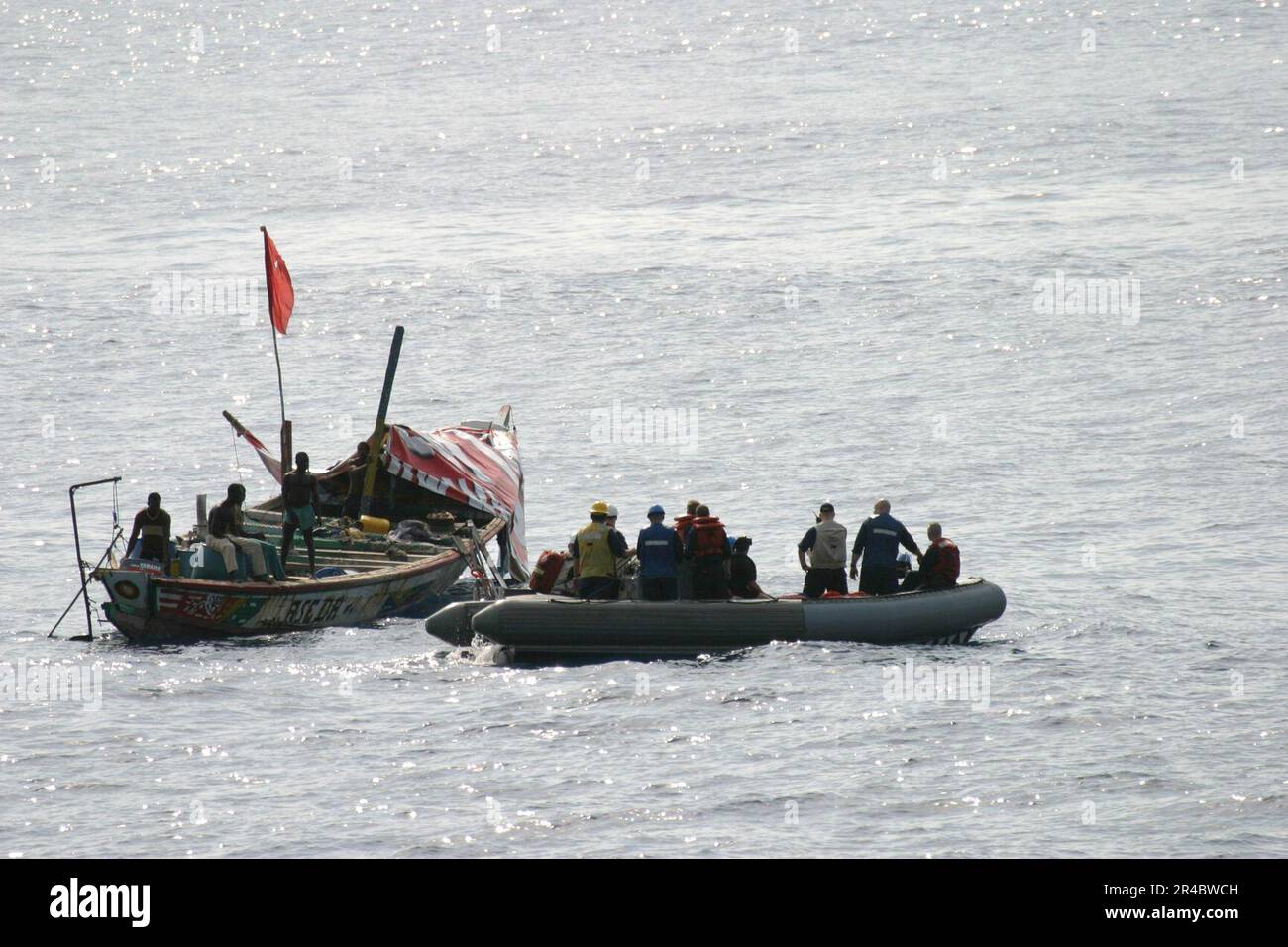 US Navy A rigid hull inflatable boat (RHIB) from the frigate USS Carr ...