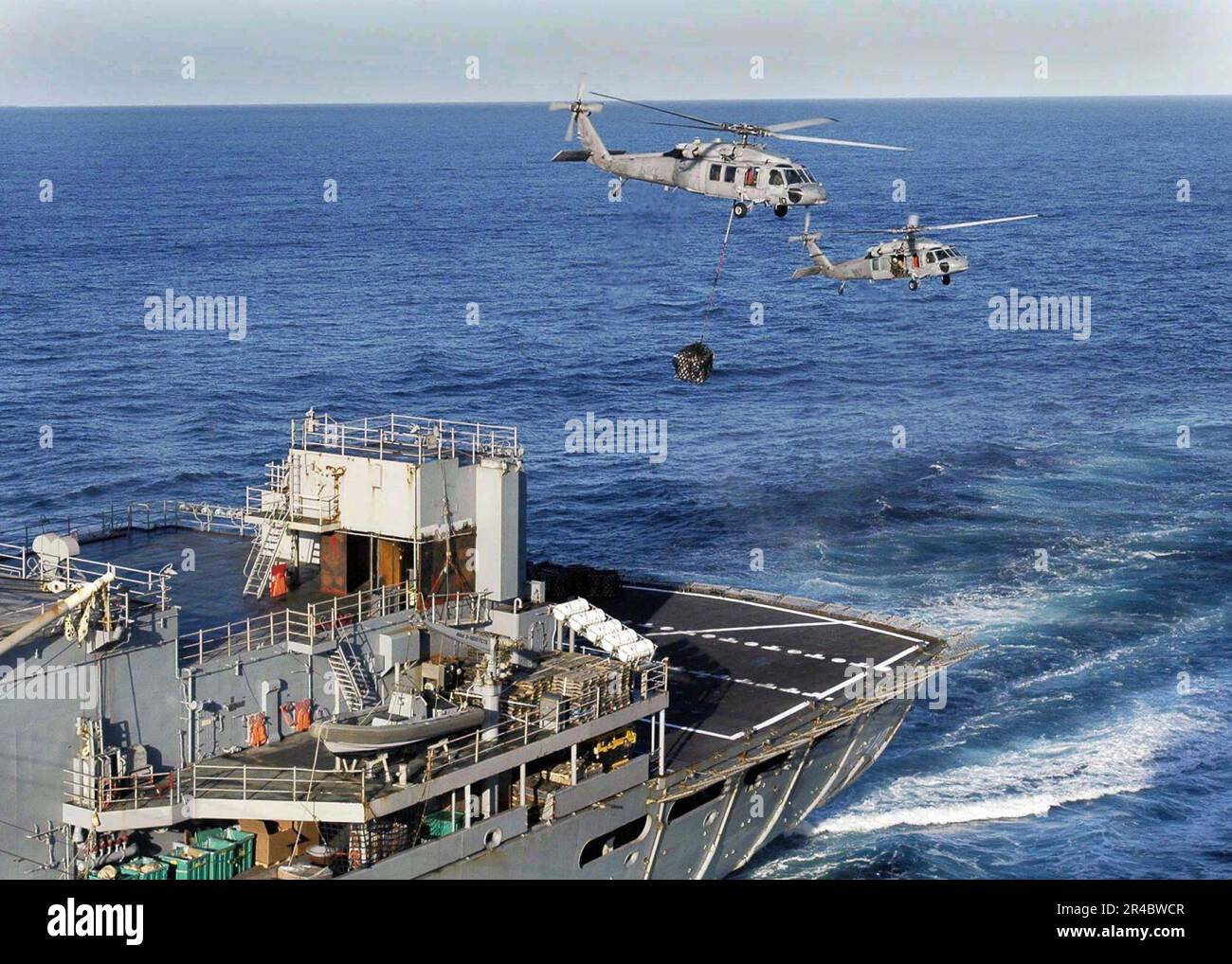 US Navy Two MH-60S Seahawk helicopters assigned to Helicopter Sea Combat Squadron Two One (HSC ...