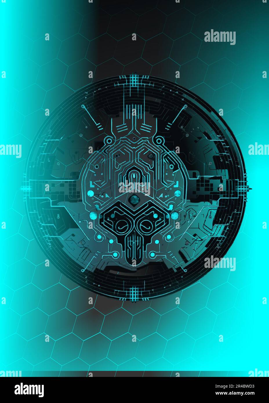 Illuminated Green Abstract Circle of Technology. A vibrant green ...