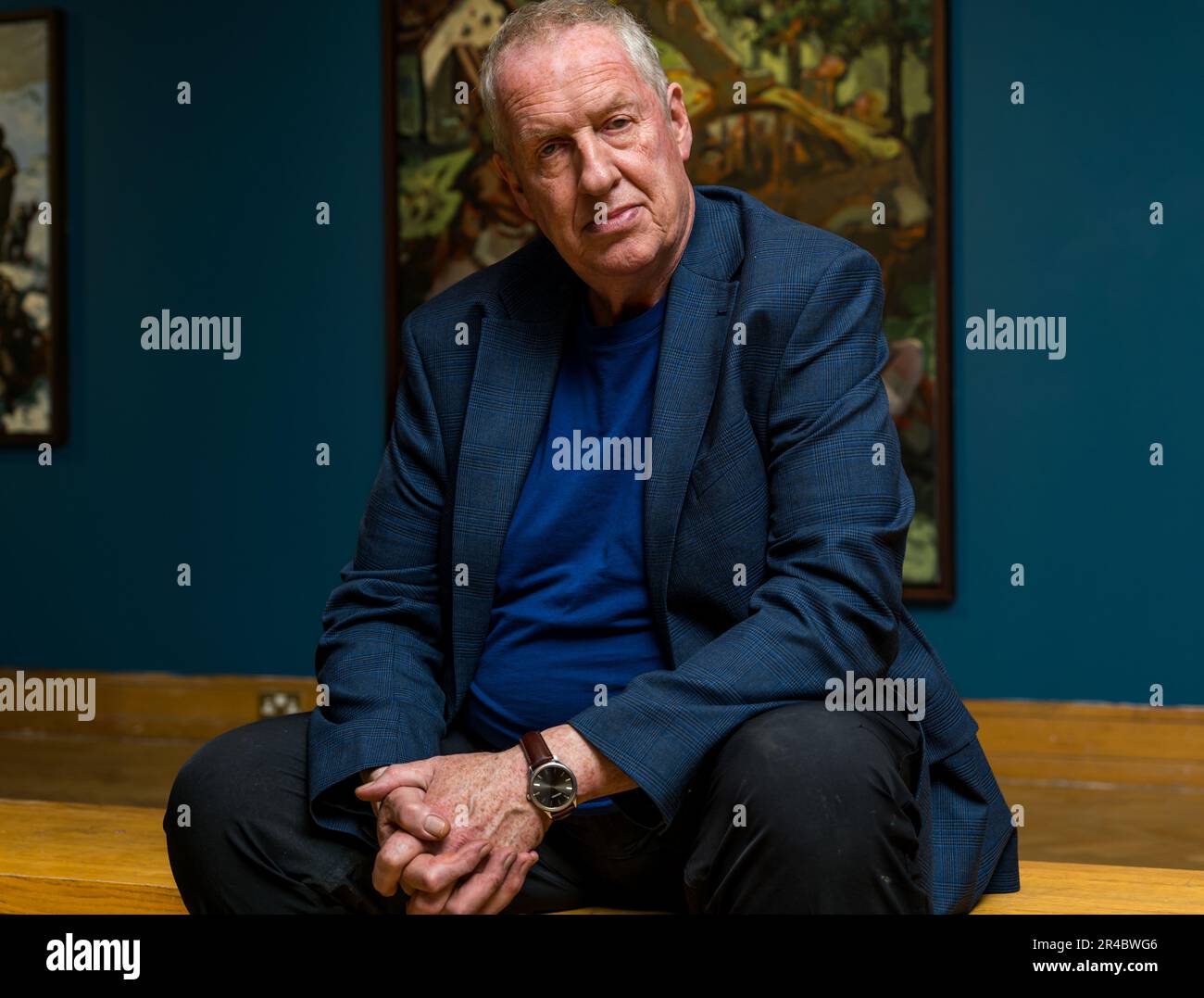 Scottish artist Peter Howson with a painting at When the Apple Ripens ...