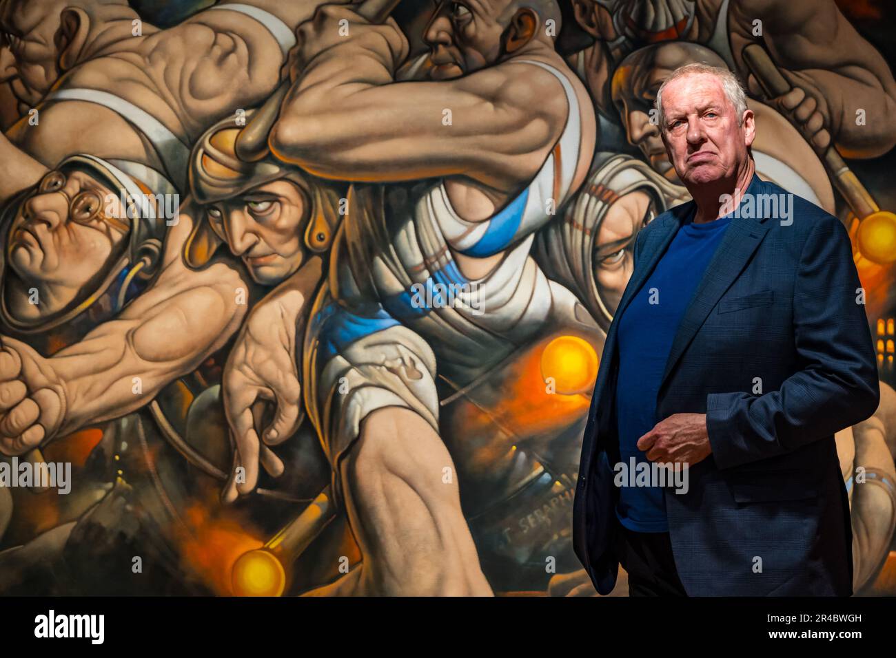 Scottish artist Peter Howson with a painting at When the Apple Ripens ...