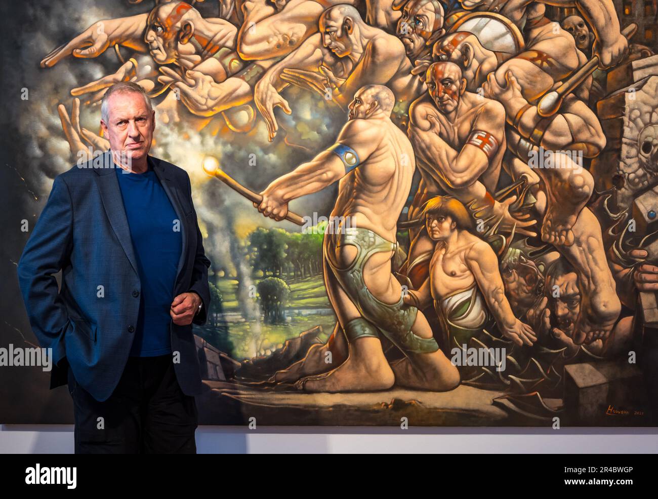 Scottish artist Peter Howson with a painting at When the Apple Ripens ...