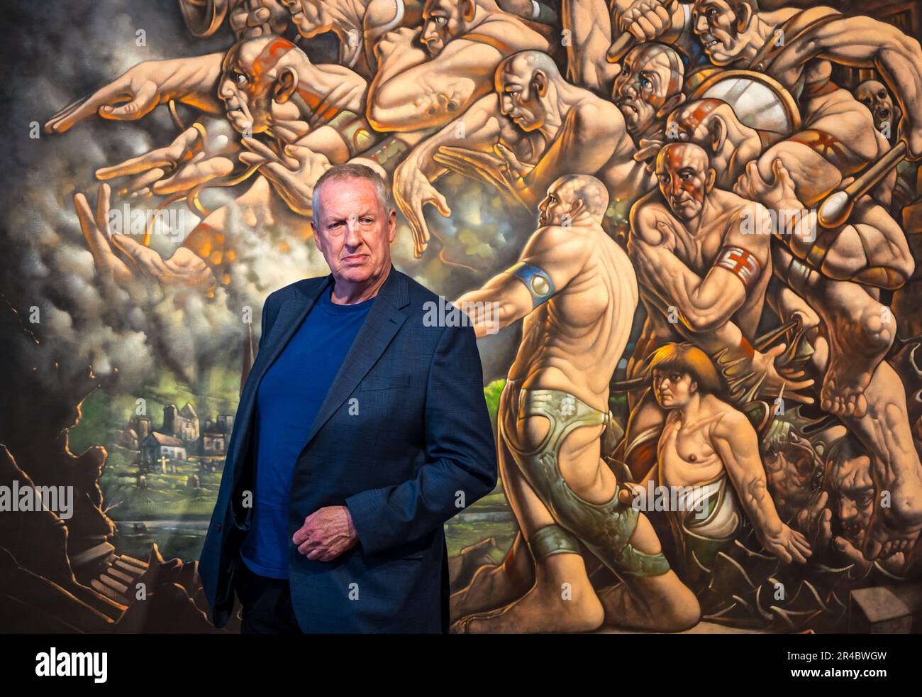 Scottish artist Peter Howson with a painting at When the Apple Ripens ...