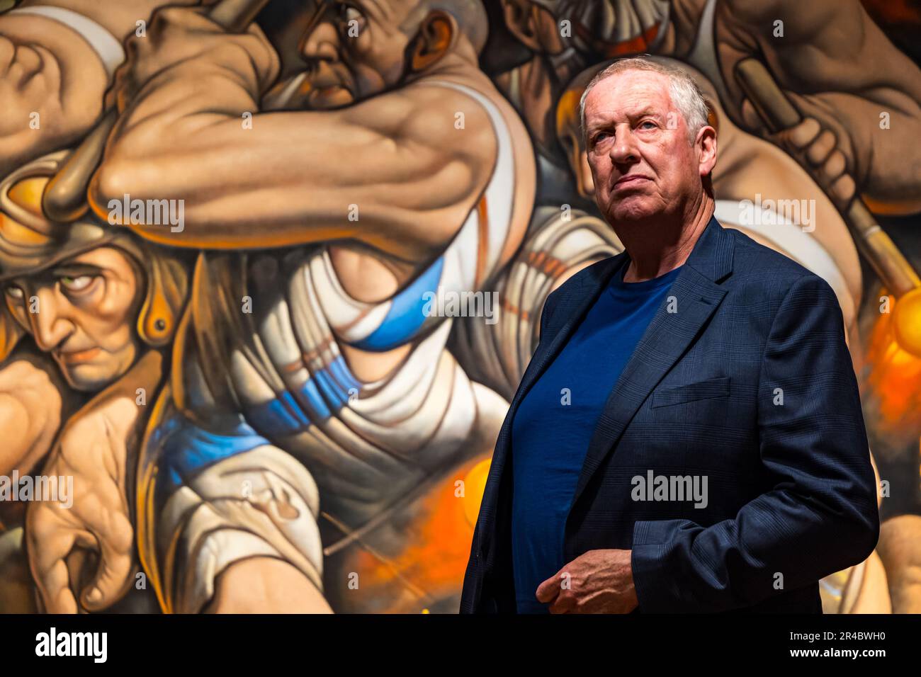 Scottish artist Peter Howson with a painting at When the Apple Ripens ...