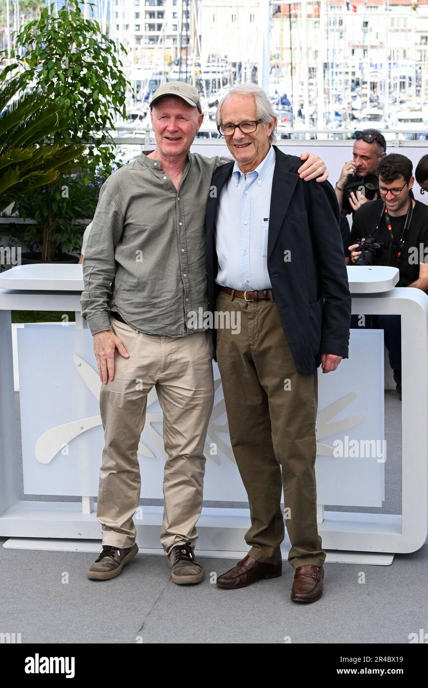 Paul Laverty, Ken Loach 76th Cannes Film Festival Photocall of the movie -The old oak- Cannes ...