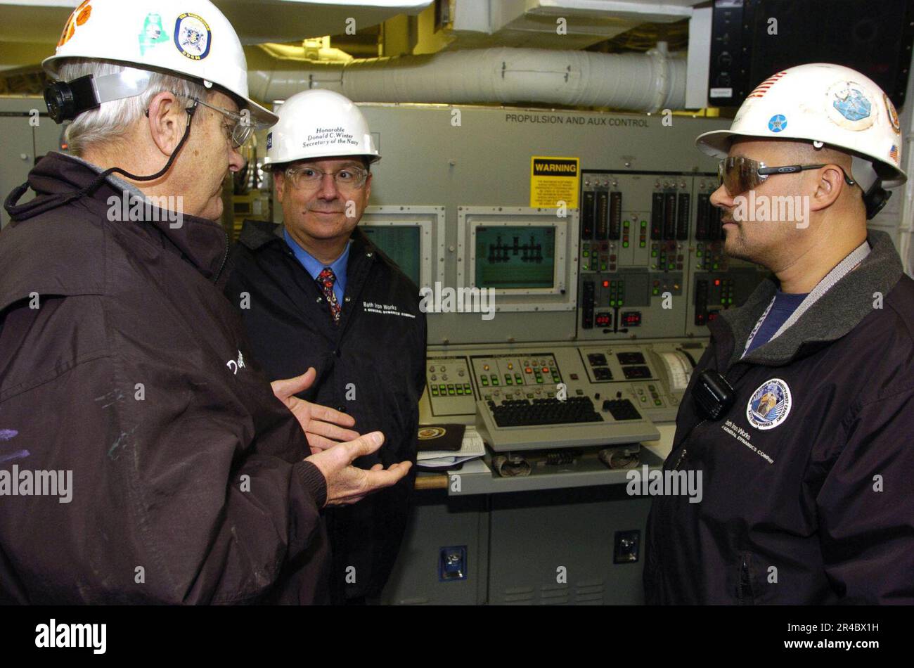 US Navy Bath Iron Works President and CEO Dugan Shipway and employee ...
