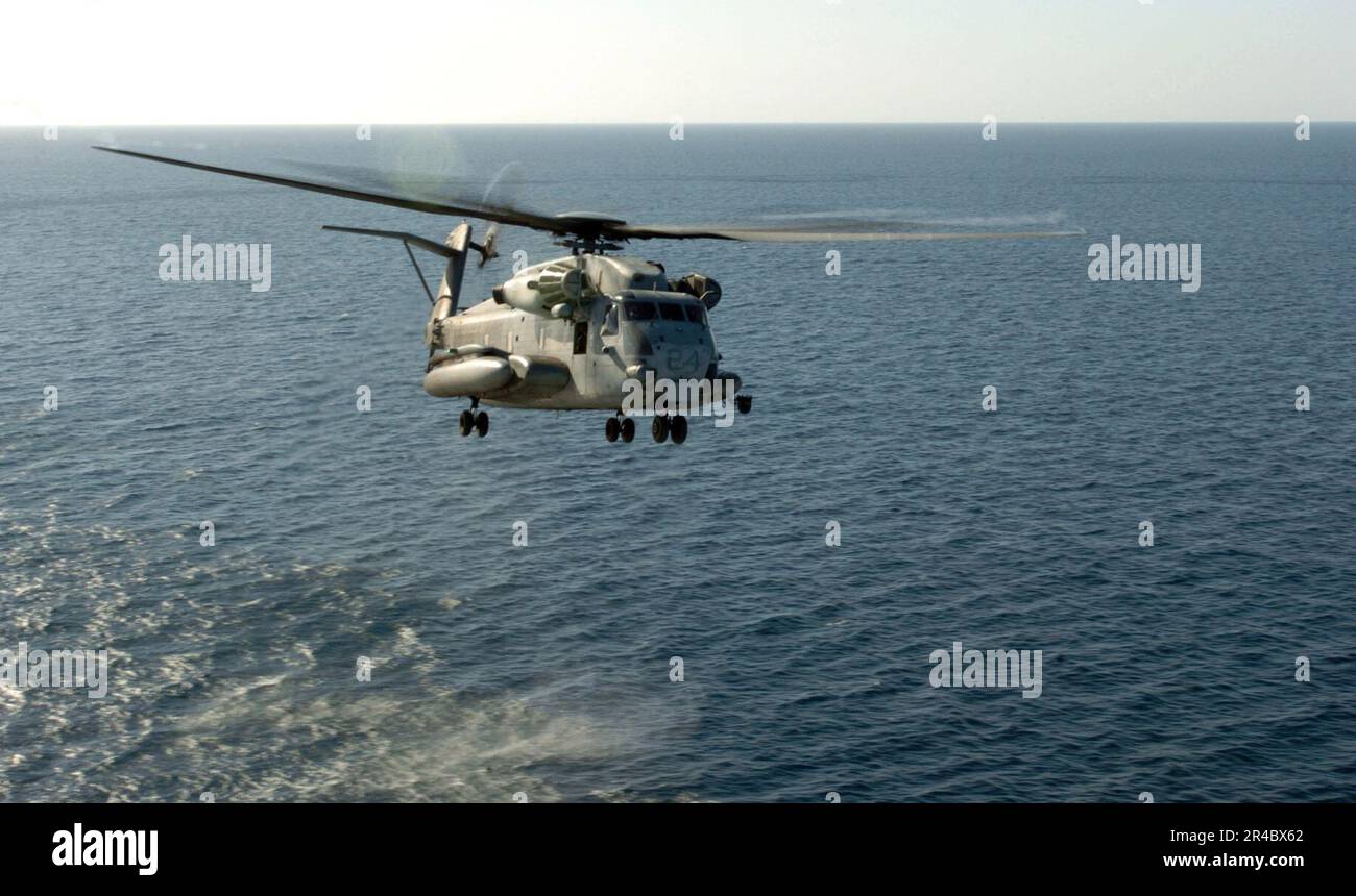 US Navy A CH-53E Super Stallion helicopters, assigned to the Sea Elks ...