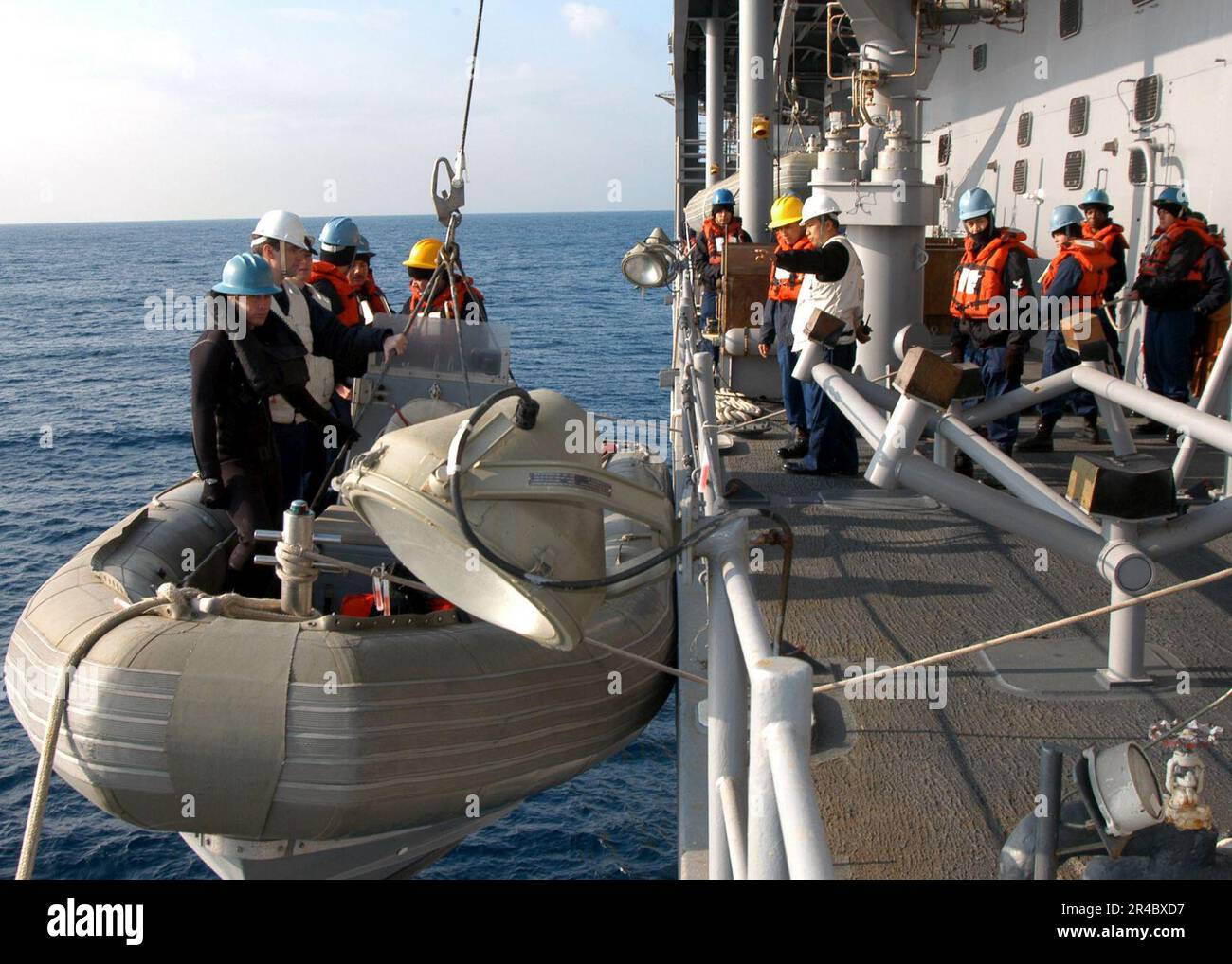 US Navy Sailors from the amphibious command ship USS Blue Ridge (LCC 19 ...