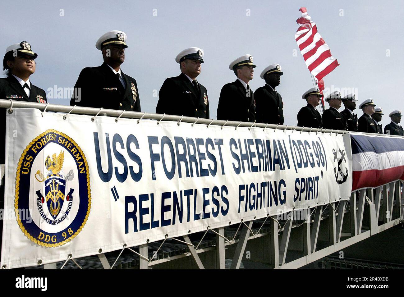 US Navy Sailors assigned the guided missile destroyer USS Forrest ...