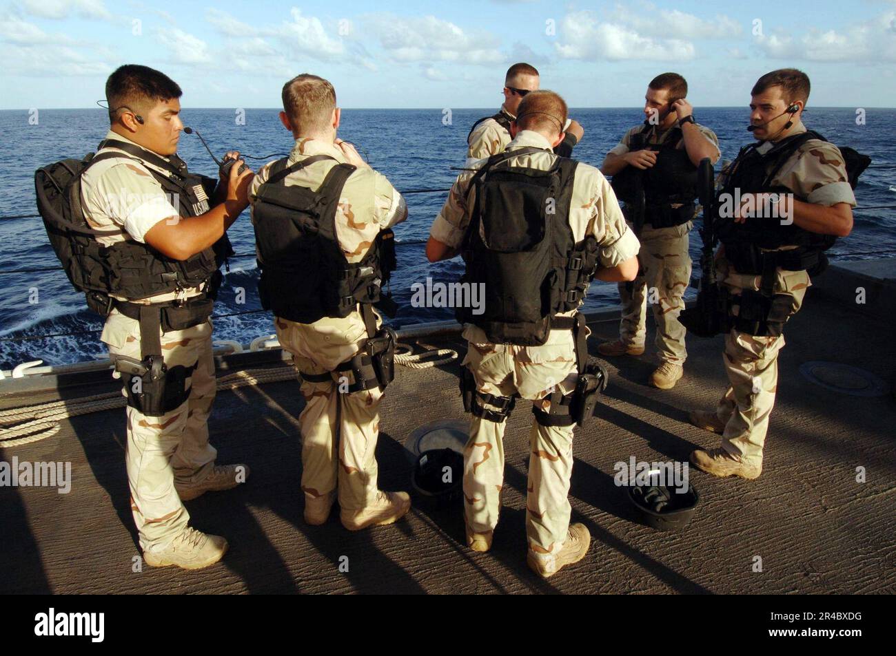 US Navy Members of Visit, Board, Search and Seizure (VBSS) team ...