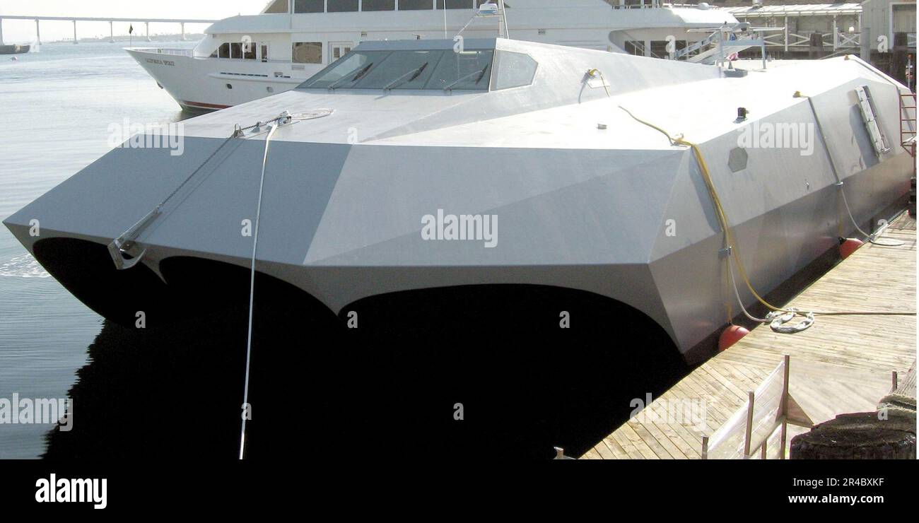 US Navy The experimental boat ship Stiletto shown moored in San Diego ...