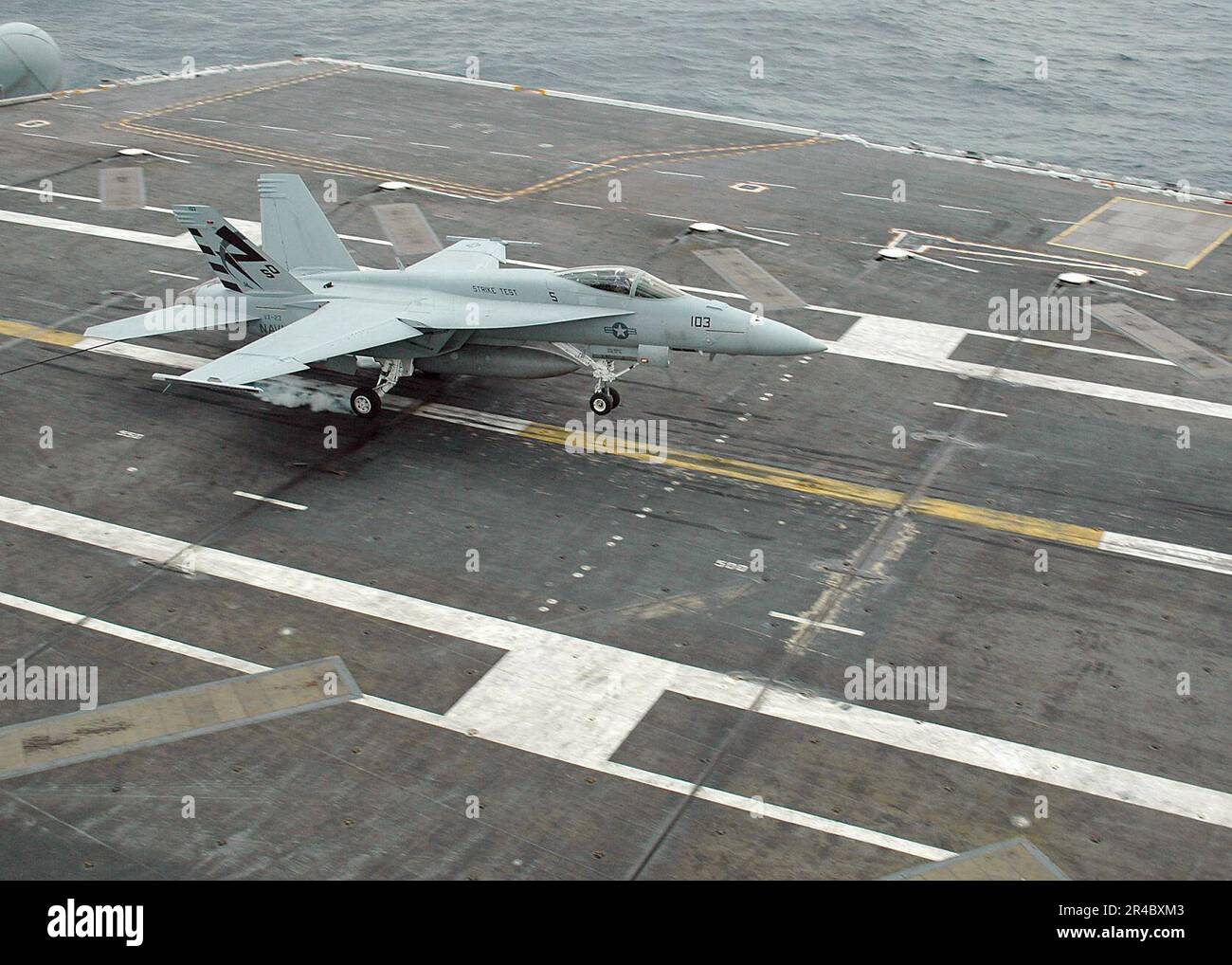 US Navy An F-A-18E Super Hornet assigned to Strike Test Squadron Two ...