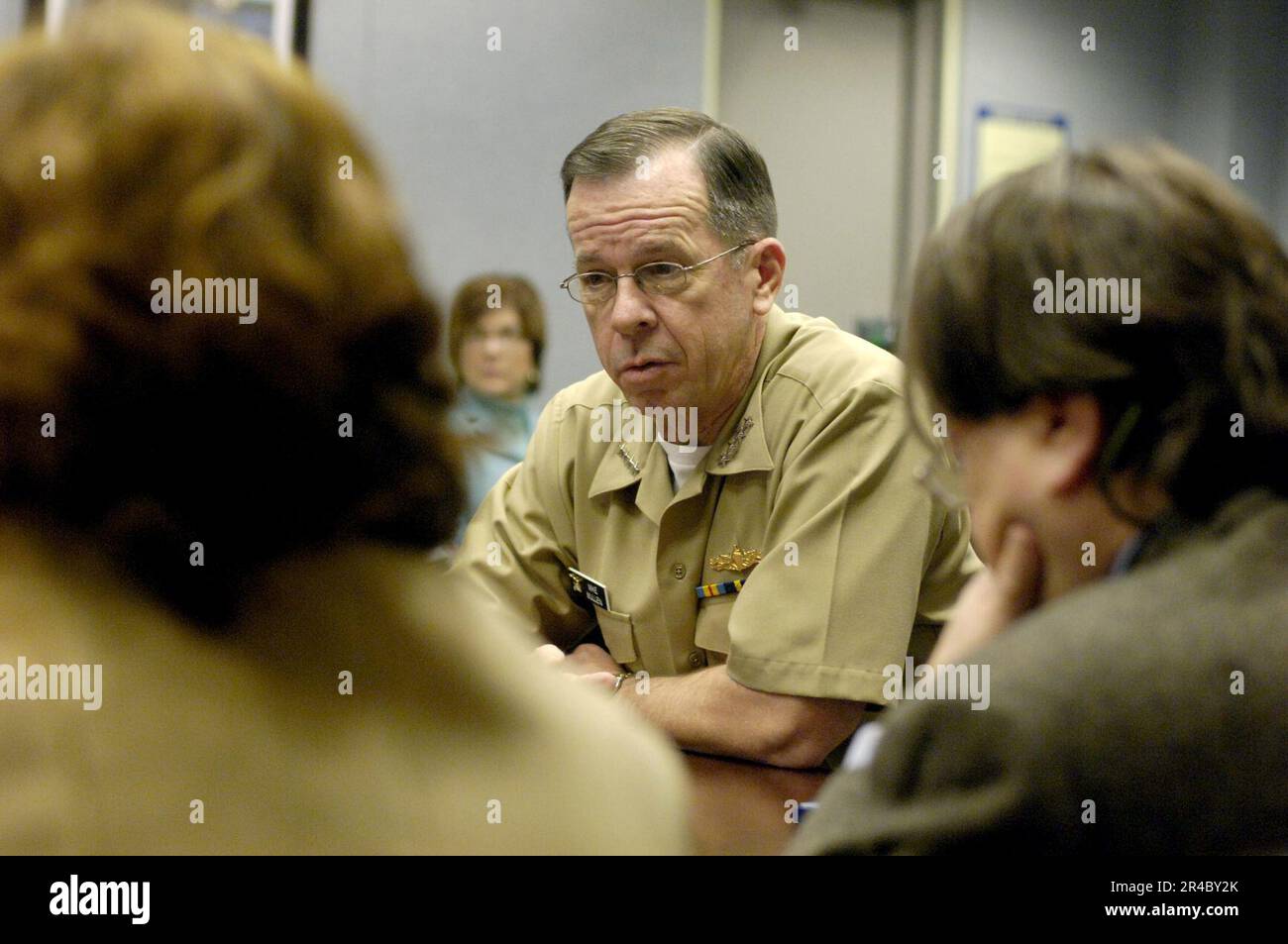 US Navy Chief of Naval Operations (CNO), Adm. Mike Mullen speaks with ...