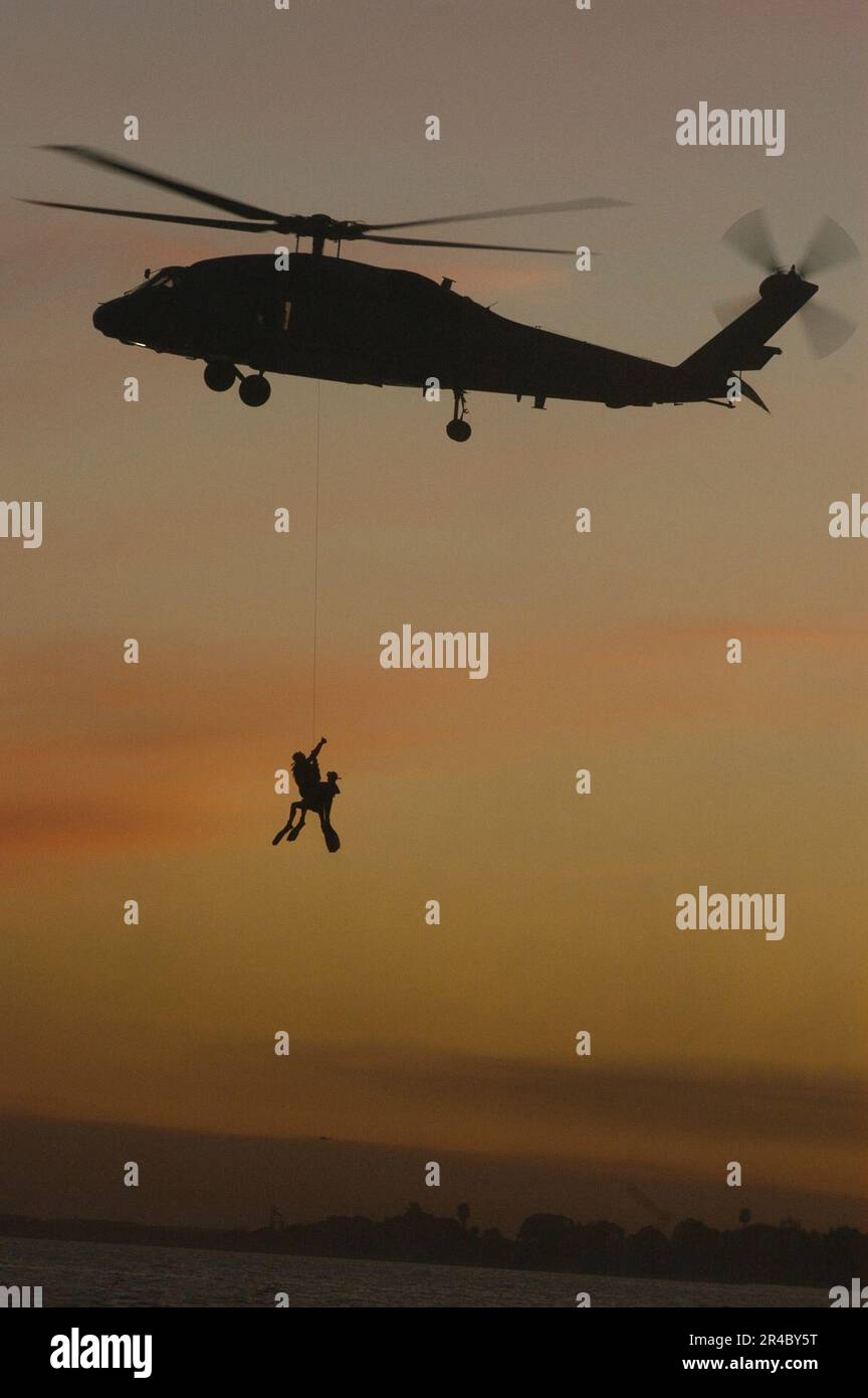 US Navy Search and rescue (SAR) swimmers assigned to the Golden Falcons ...