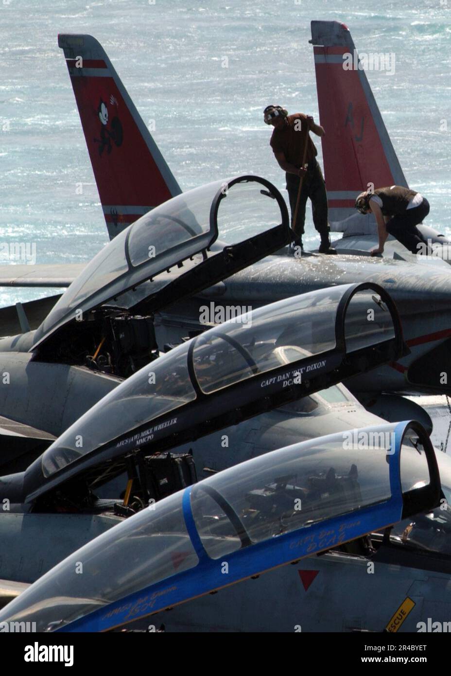 US Navy Sailors assigned to the Tomcatters of Fighter Squadron Three ...