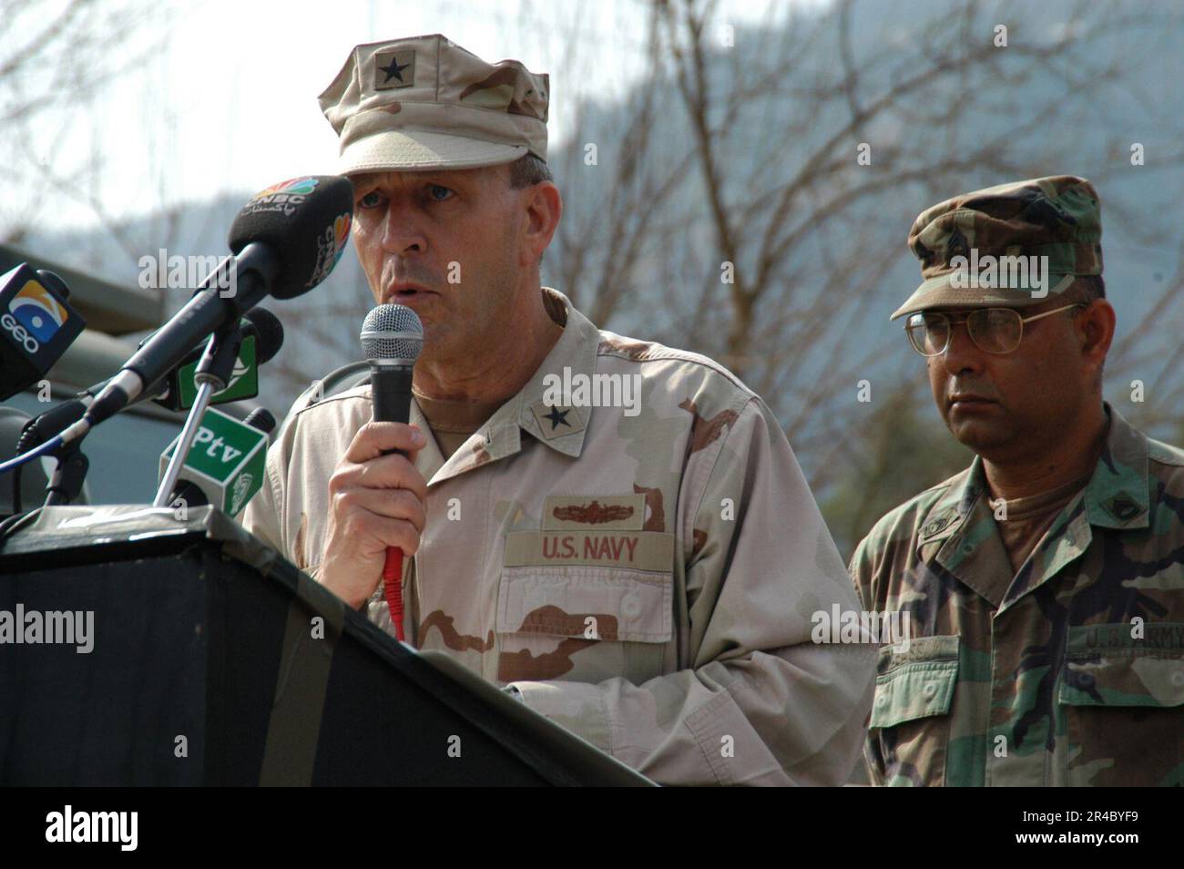 US Navy Commander of Disaster Assistance Center Pakistan, Rear Adm ...