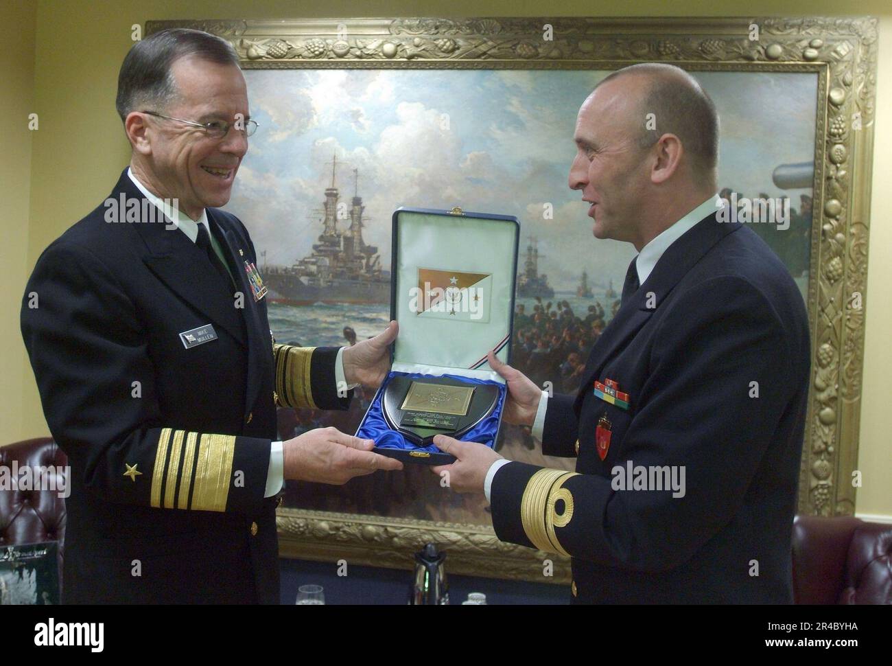 US Navy Chief of Naval Operations (CNO) Adm. Mike Mullen, left ...