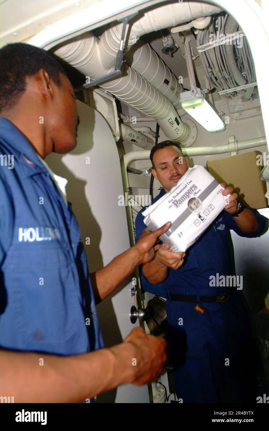 US Navy Hospital Corpsman inventory diapers and other relief supplies ...