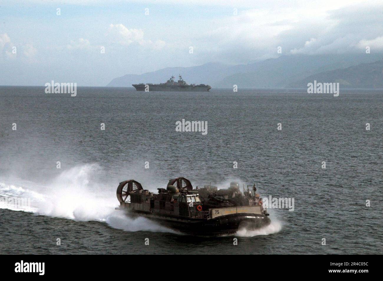 US Navy A Landing Craft Air Cushioned (LCAC) assigned to Assault Craft ...