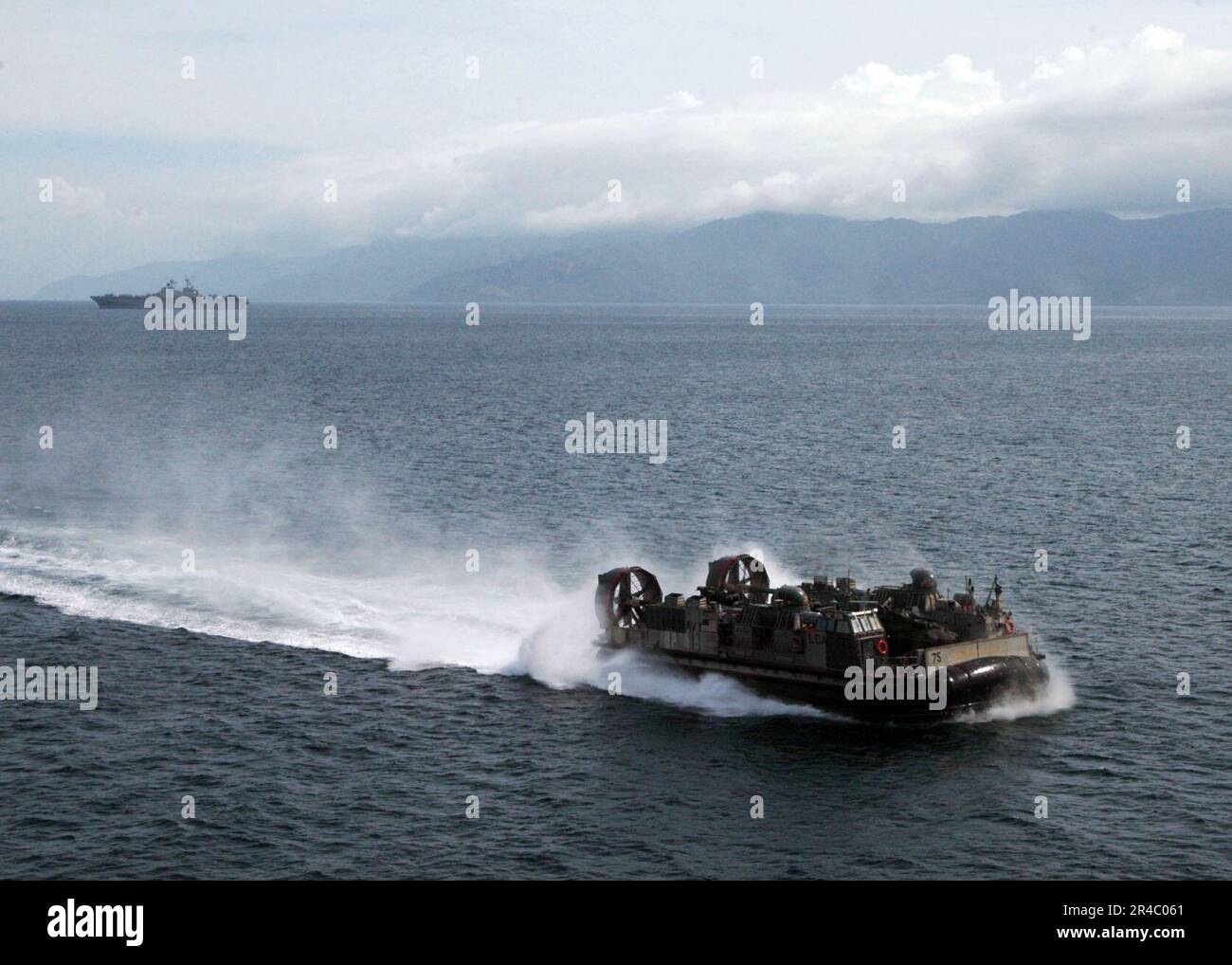 US Navy A Landing Craft Air Cushioned (LCAC) assigned to Assault Craft ...