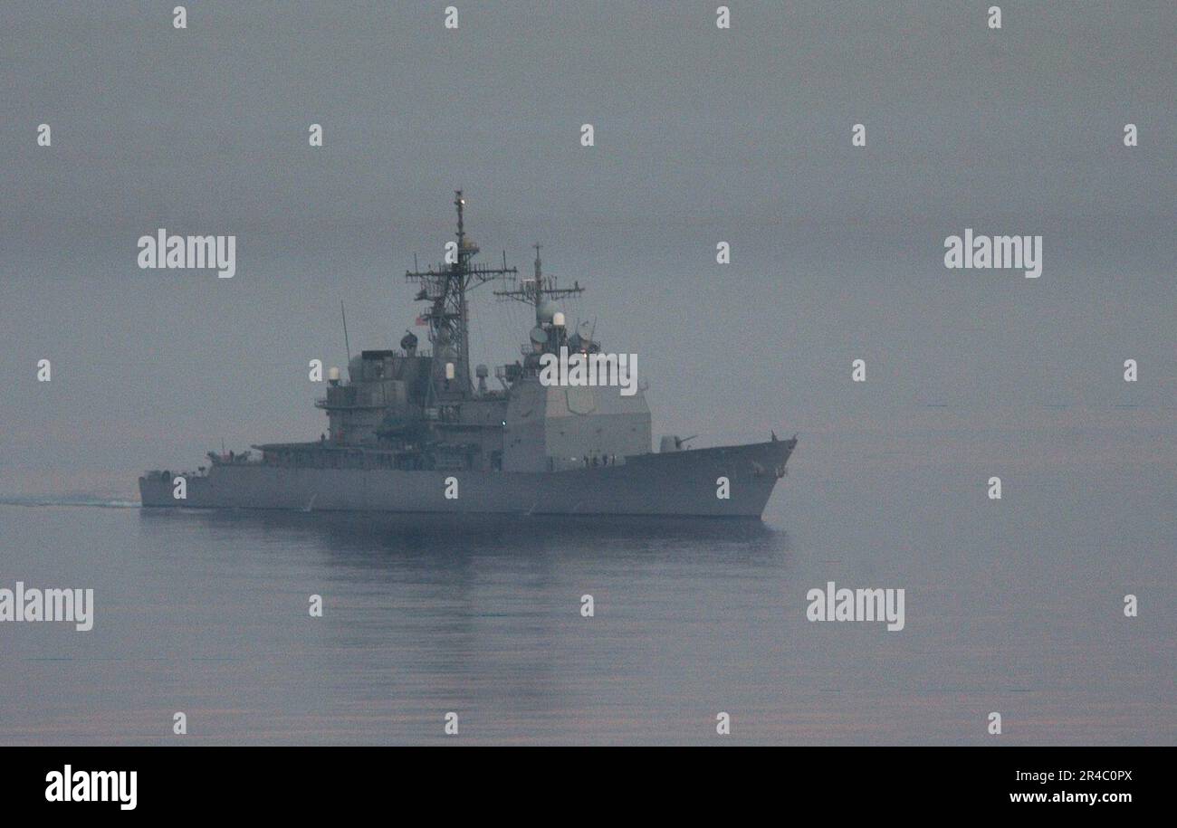 US Navy Combined Task Force Five Eight (CTF-58) flagship, the guided ...