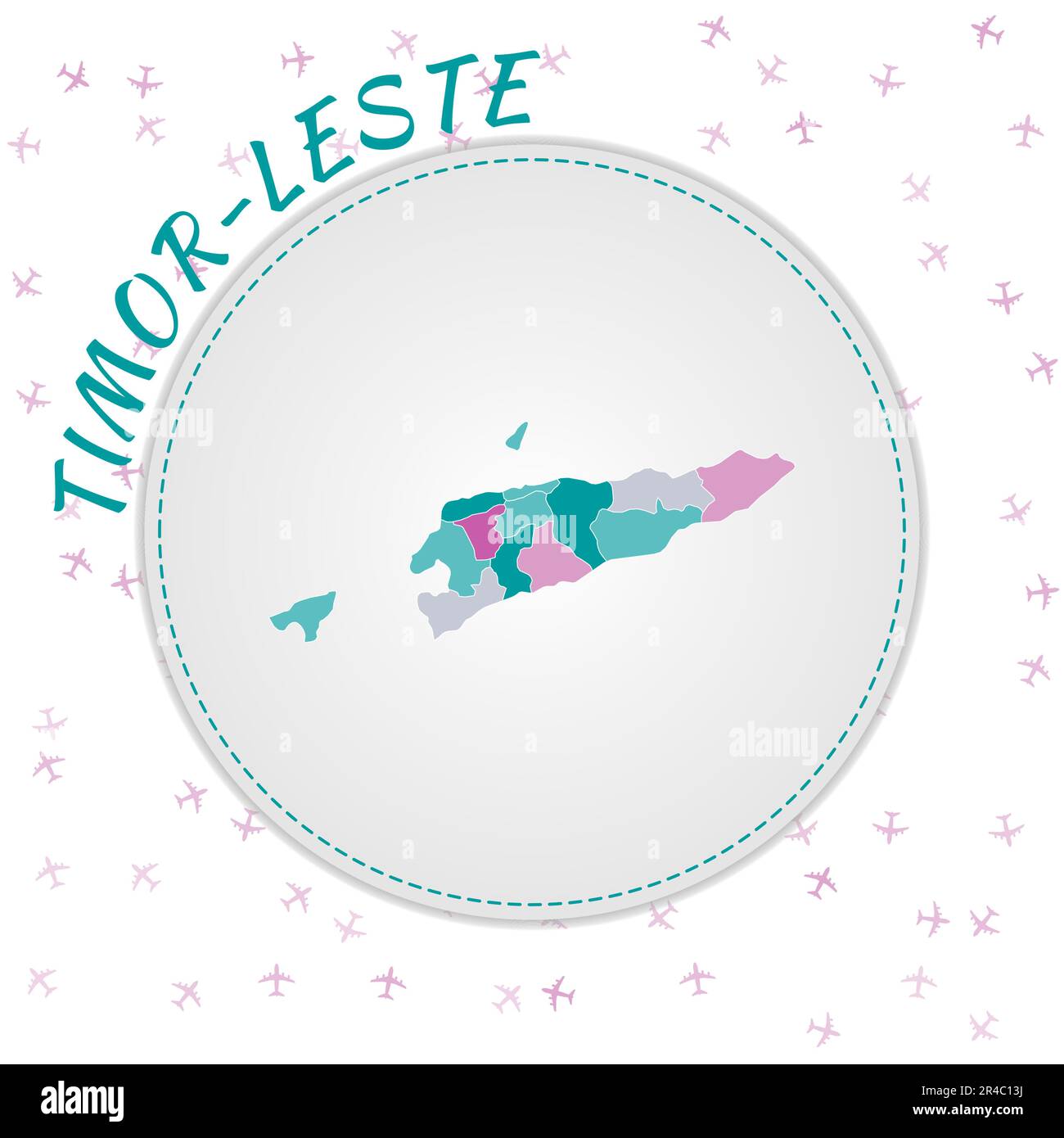 Timor-Leste map design. Map of the country with regions in emerald ...