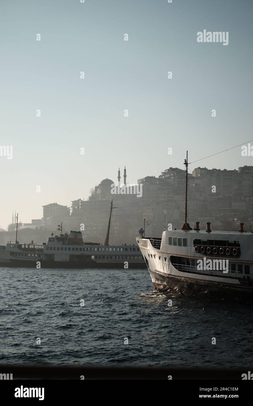 A majestic ship sailing on the Bosphorus strait in Istanbul, Turkey ... A majestic ship sailing on the Bosphorus strait in Istanbul, Turkey ...
