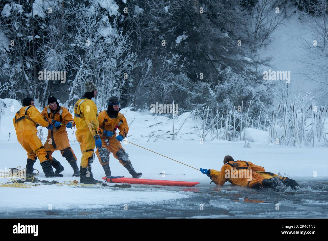 U.S. Air Force fire protection specialists assigned to the 673d Civil ...