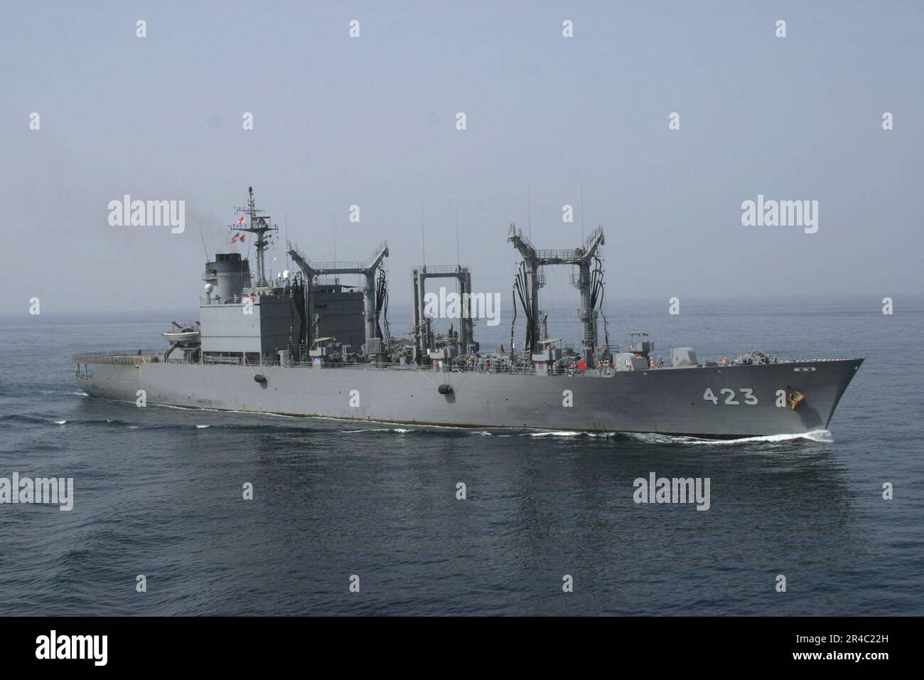 US Navy Japanese oiler JDS Tokiwa (AOE 423) pulls away from the guided ...