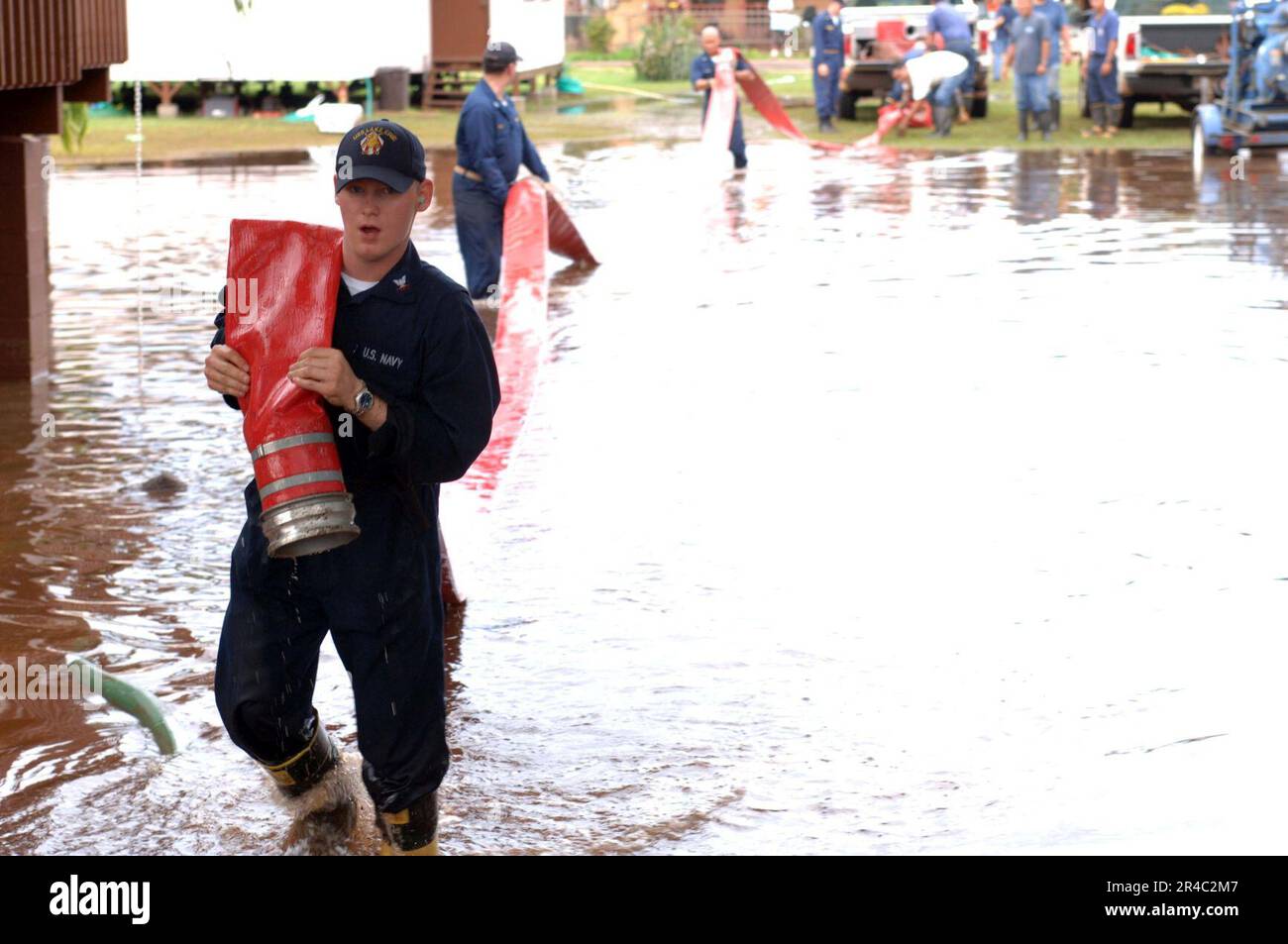 US Navy Petty Officer assigned to the guided-missile cruiser USS Lake ...
