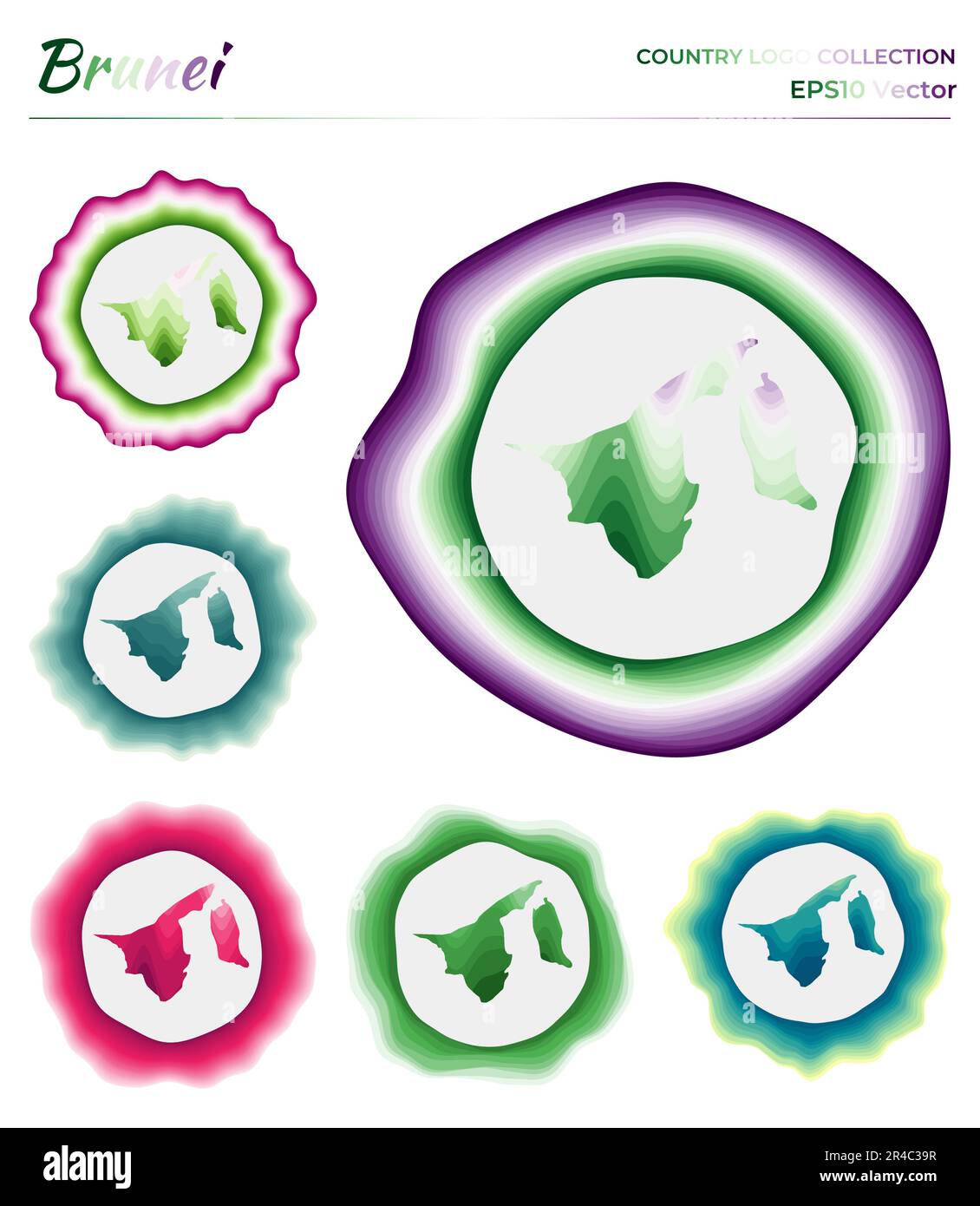 Brunei logo collection. Colorful badge of the country. Layers around ...