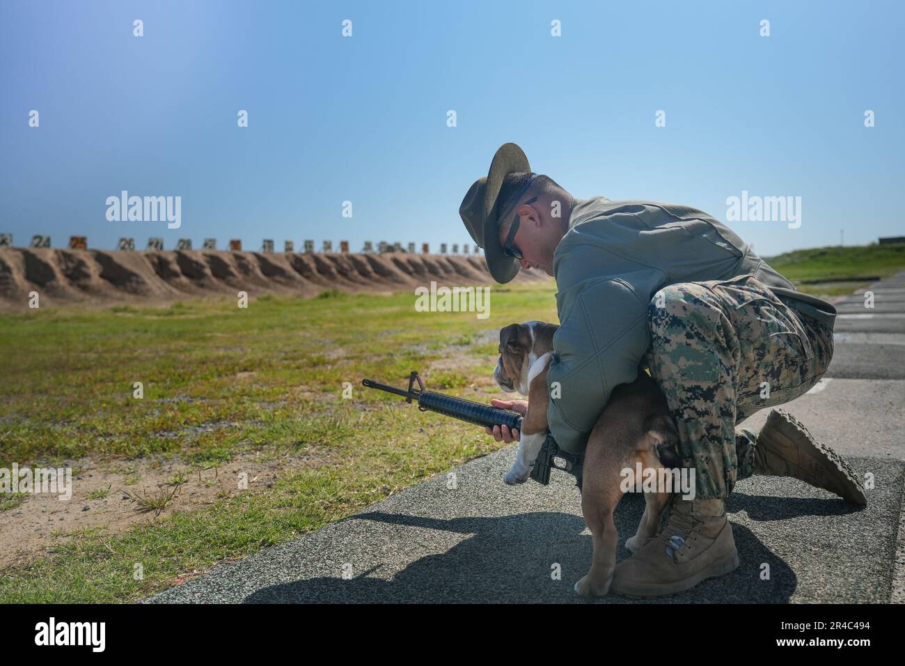 U.S. Marine Corps Rct. Bruno practices snapping in on his target with ...