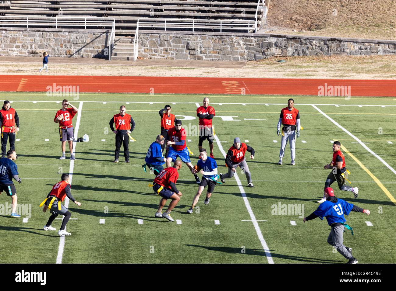 U.S. Marines and Sailors with Marine Corps Recruiting Command play flag ...