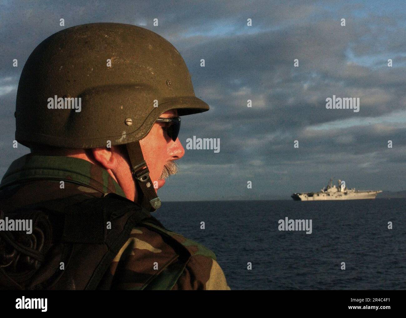 US Navy Chief Quartermaster navigates the Utility Landing Craft (LCU ...
